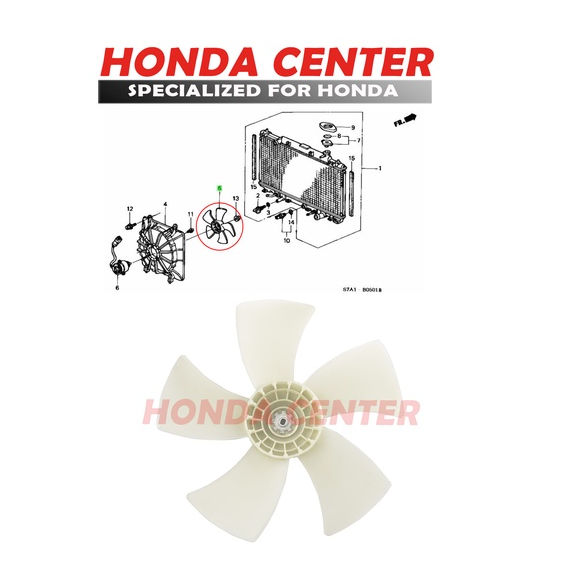 Civic Radiator Fan Leaf Propeller 2001 2002 2003 2004 2005 Crv Gen2 ...