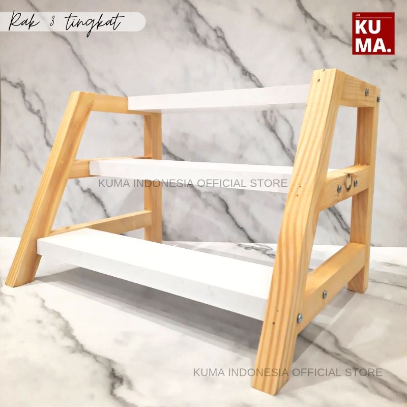 KAYU PUTIH 3-level Wooden Stacking Rack Made Of White Minimalist ...