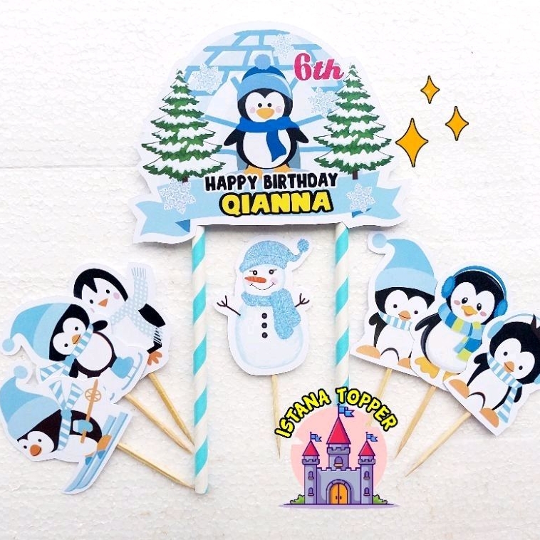CUSTOM Penguin Theme Cake Topper / Cake Topper / Birthday Topper ...