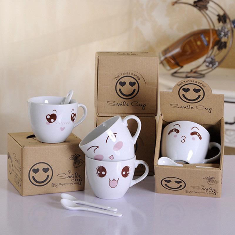 Np016 - Ceramic Cup Set Spoon / Unique Character Cup & Cute character ...