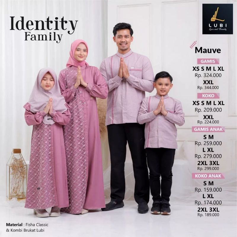 Baju Lubi Identity Mauve Family Family Set Couple Muslim Clothing ...