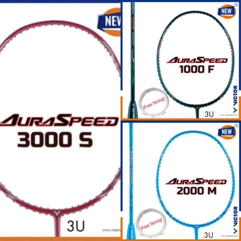 Victor AuraSpeed 1000F 2000M 3000S Badminton Racket 100% Original ...