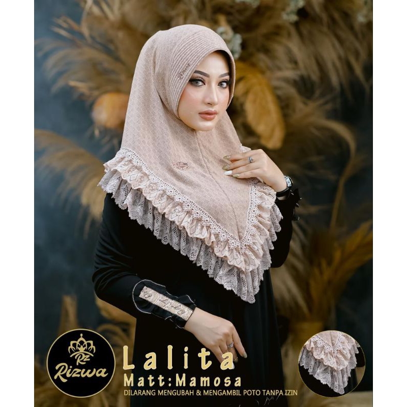 Rizwa Lalita Instant hijab|Lace hijab|Hijab motif|Hijab Original rizwa ...