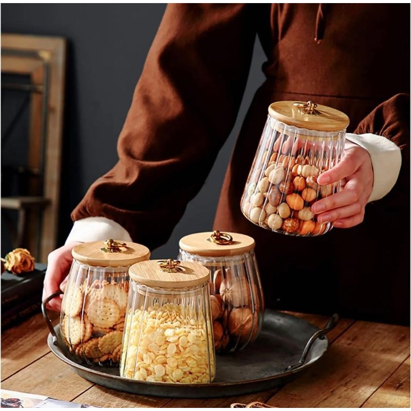 KAYU Coffee jars, sugar, candy, snacks/ glass jars with wooden lids ...