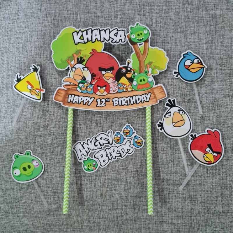 Angry Bird Cake Topper Can Custom Name | Shopee Singapore