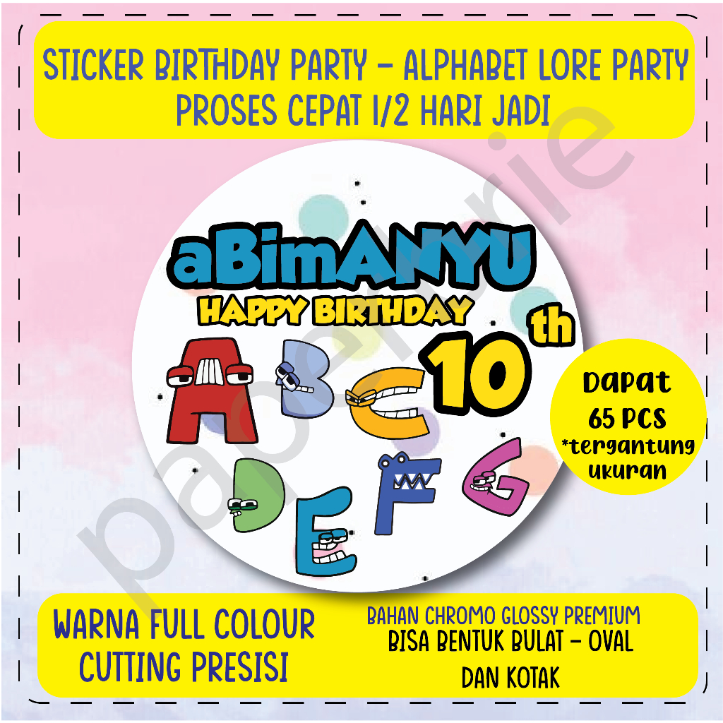 Alphabet Lore Party Sticker Labels - Birthday Stickers, Hampers ...