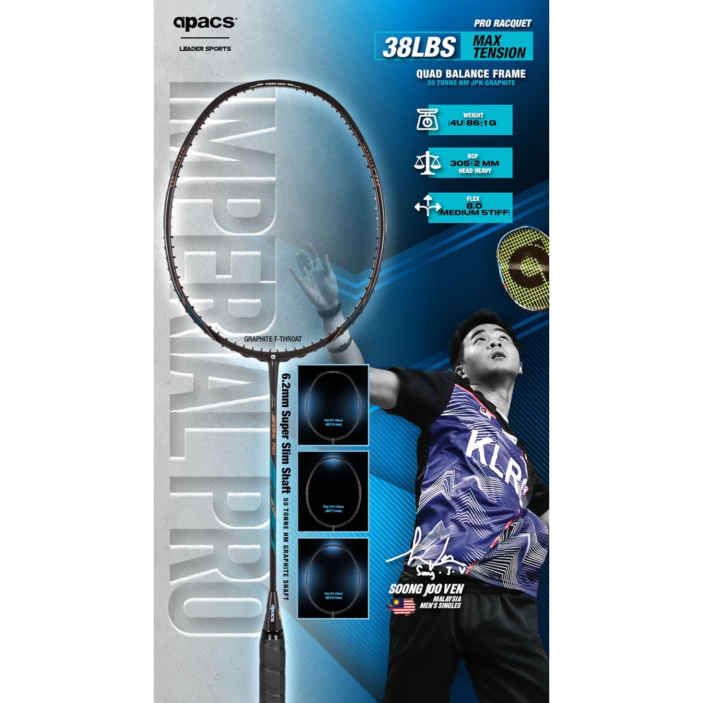 Apacs Imperial Pro Power Badminton Racket Full Extra Head Heavy ...