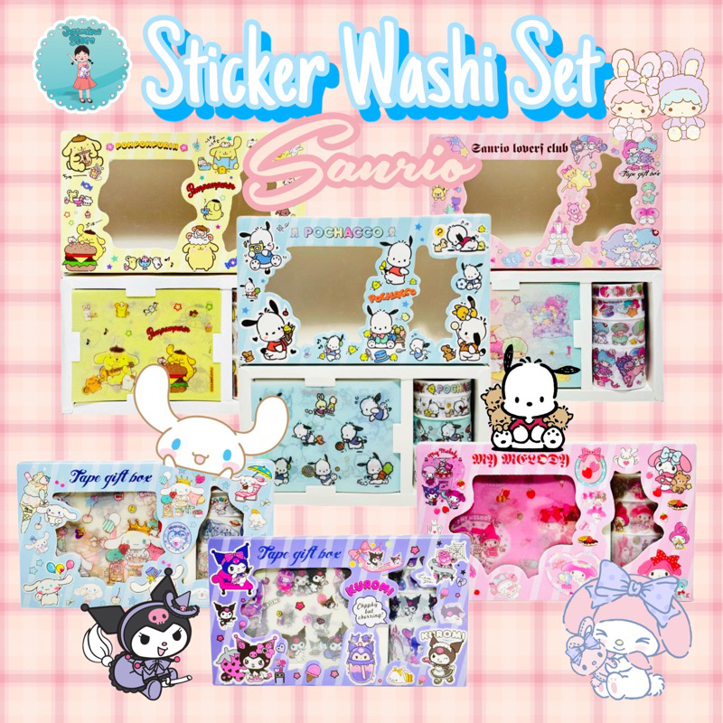 Sanrio My Melody Pompom Purin Washi Tape Sticker Set/Roll Sticker ...