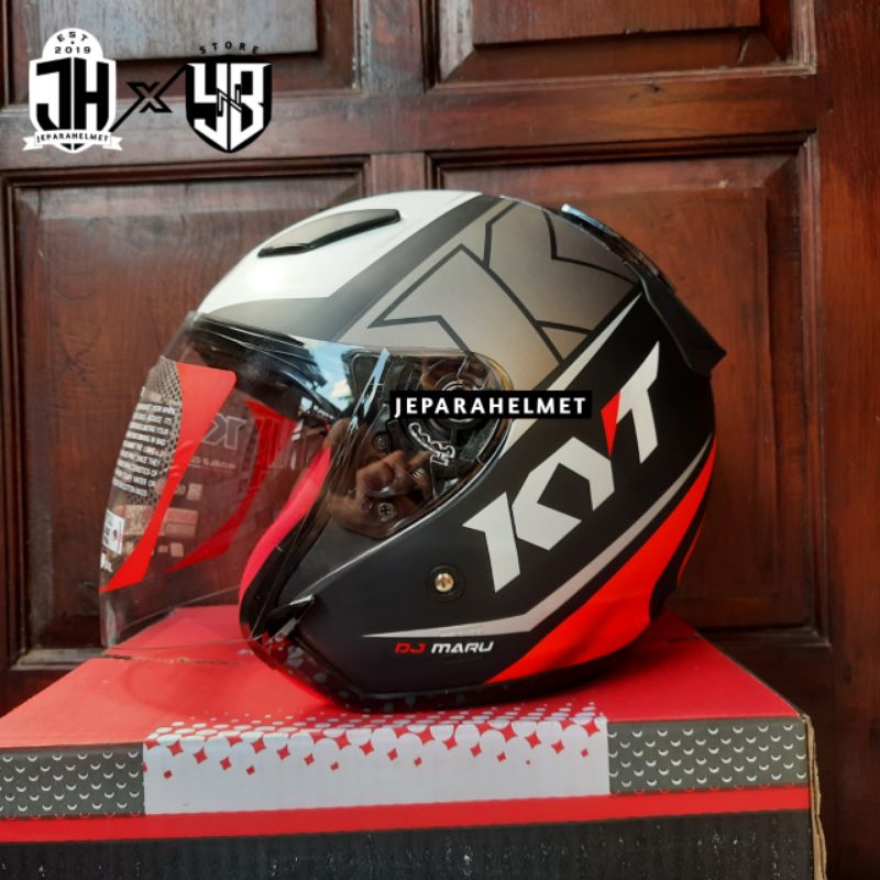 HITAM Helmet KYT DJ maru Motif 17 Matt Black Black Red Fluo Doff ...