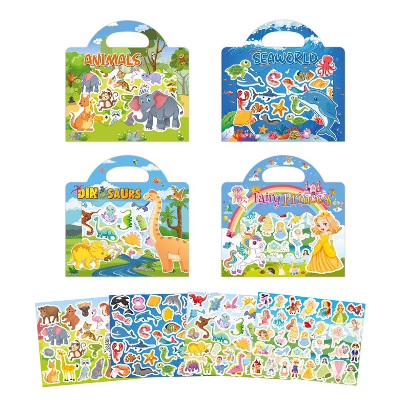 Reusable waterproof Sticker book 3 slides / children's stickers ...