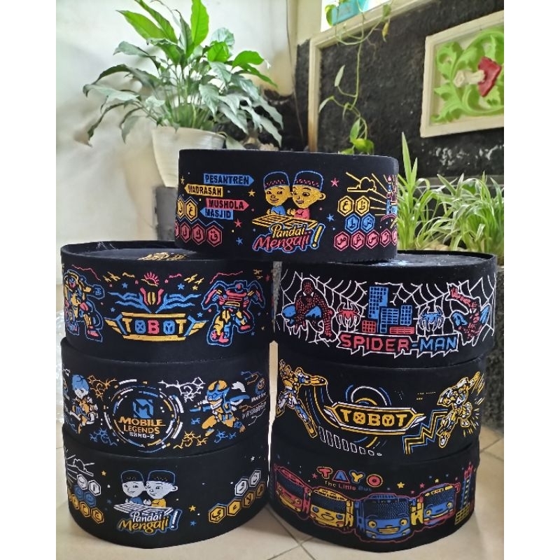 Led Peci Kopyah Songkok Characters Upin, Tayo, Spiderman, Truck Oleng ...