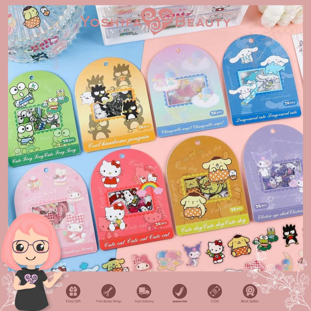 Aesthetic Sticker Contains 24pcs Cute Japanese Cartoon Characters ...