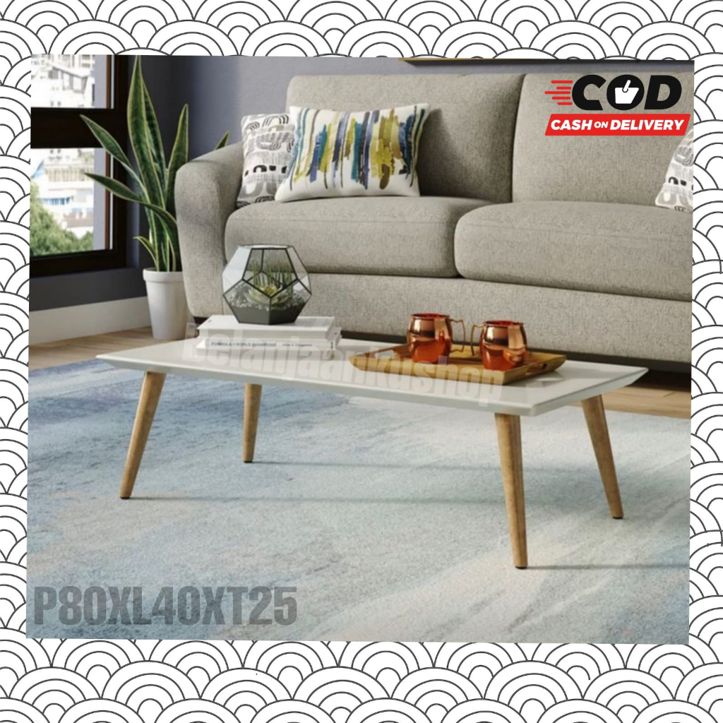 PUTIH KAYU Long Wooden Lesehan Table Living Room 80x40 Minimalist ...