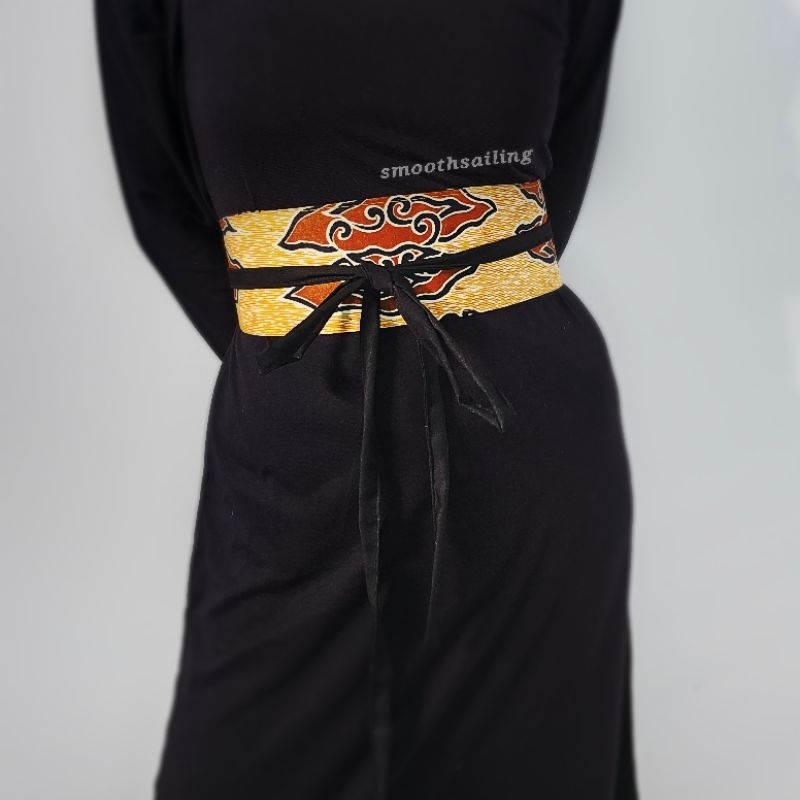 Obi Belt Ikat Batik Mega Dark Yellow | Shopee Singapore