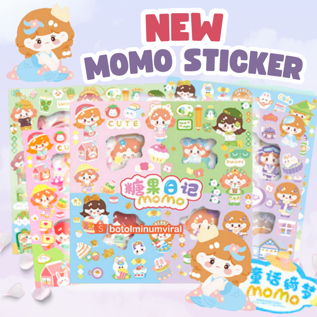 Sticker 100pcs Momo Cute Aesthetic Box Newest Deco Sticker Korea Viral ...