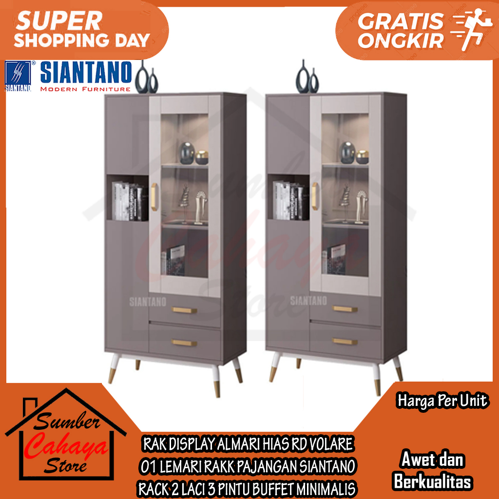 [Instant] MINIMALIST 2 DRAWER 3 DOOR BOOKCASE MULTIPURPOSE CABINET ...