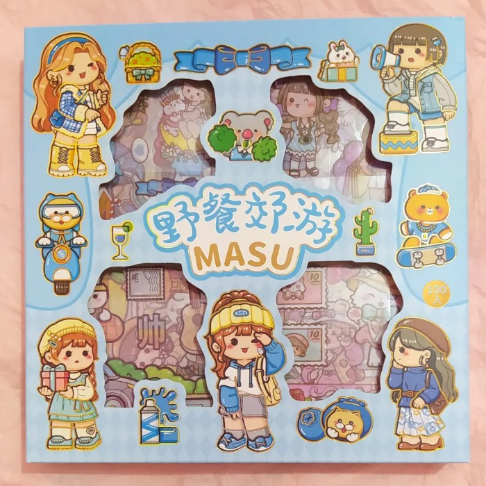Sticker MASU Sticker Box Aesthetic Korean Girl Character Waterproof ...