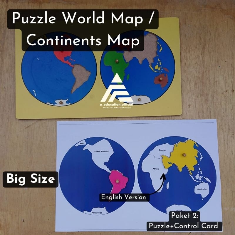 World Map Continents Map Montessori Puzzle | Shopee Singapore