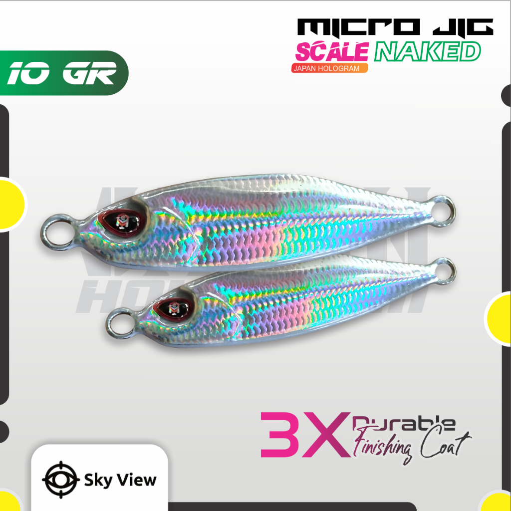 Metal Jig Micro Jig Bait 10 Gram SKYVIU TANTRA Hologram Scales 15g 20 gr UL Silver Hologram ...