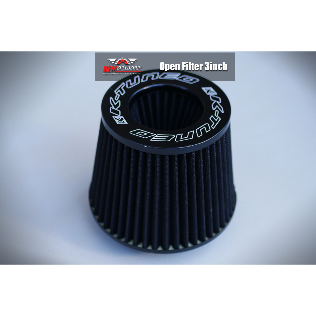 HITAM Open Filter Racing Universal inlet 3 inch Black Ktuned Logo ...