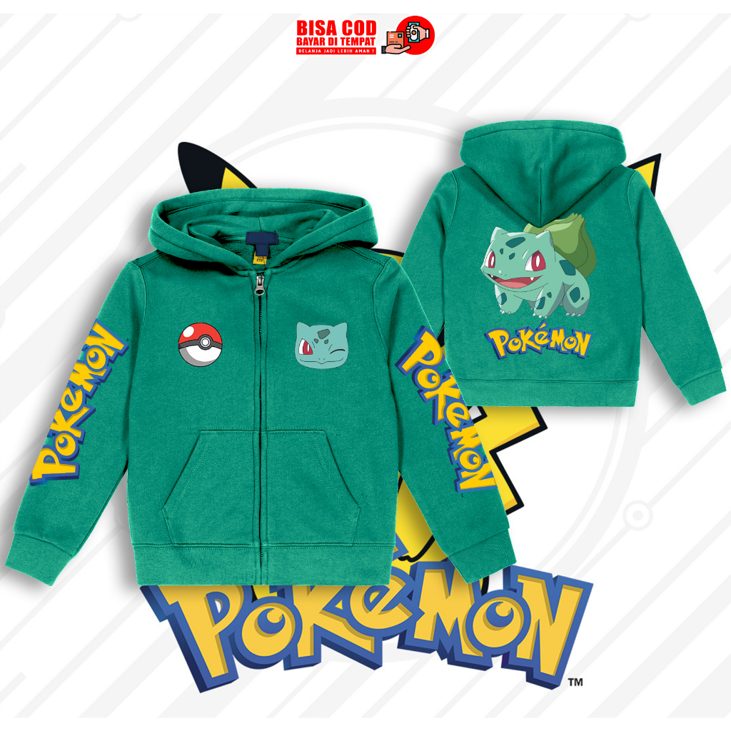 Pokemon Bulbasaur Kids Zipper Hoodie/Pokemon Bulbasaur Kids Jacket ...