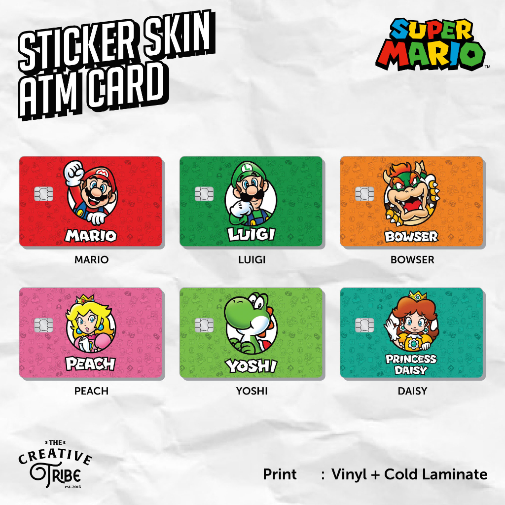 Super Mario Bros - Sticker Card Skin - Vinyl ATM Debit Credit Emoney ...