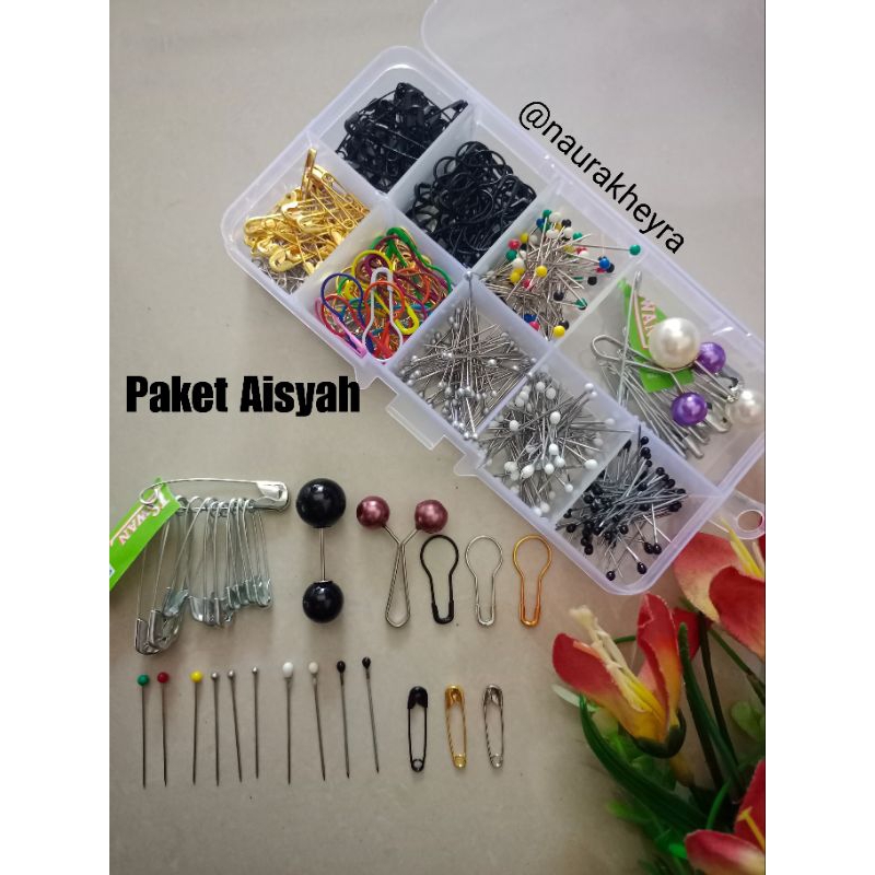Aisyah hijab pins package/hijab kit contains pins, hijab clips | Shopee ...