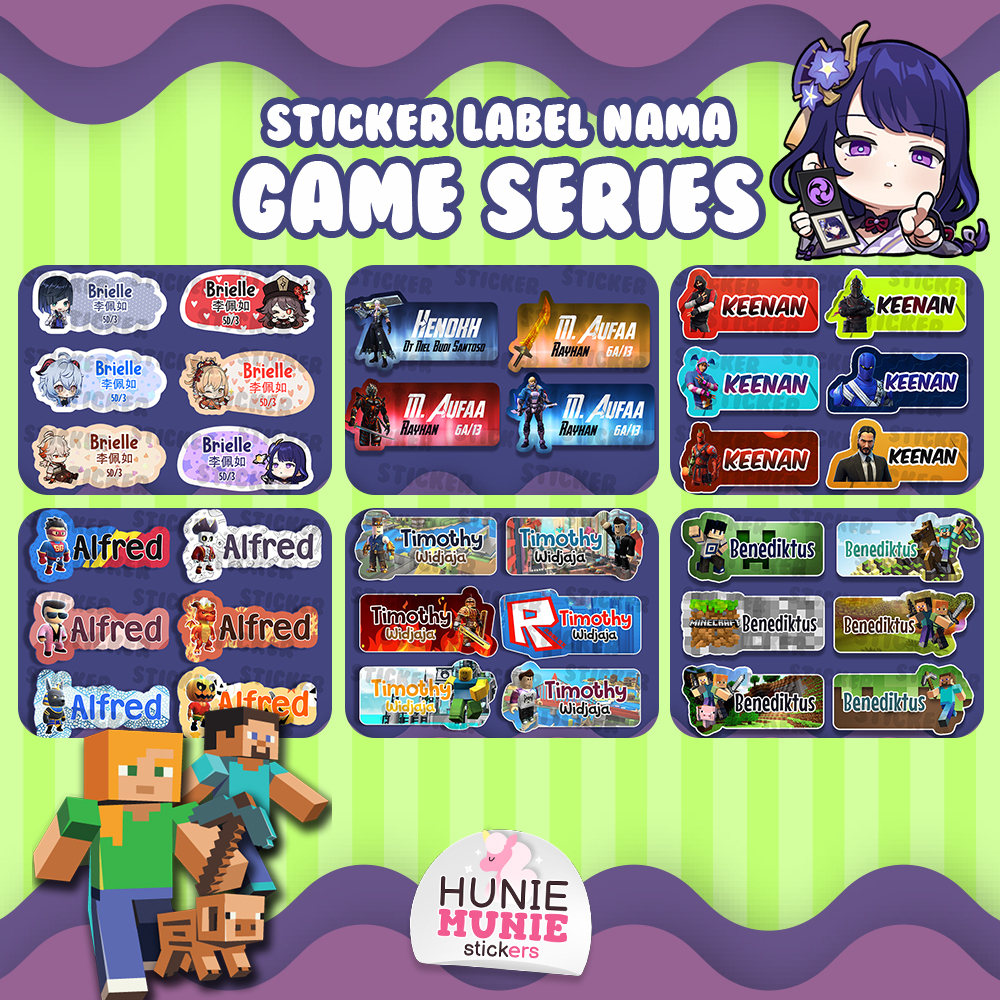 Custom Name Label Sticker - GAME SERIES - Roblox Minecraft Nerfgun Nerf ...