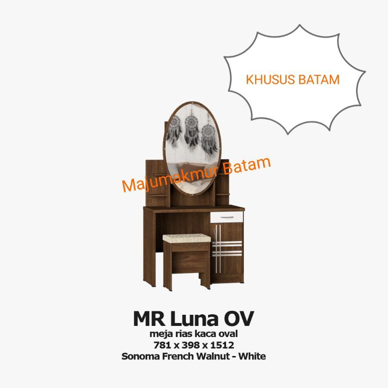 Mr LUNA OVAL DRESSING TABLE SIZE 781X398X1512MM ( BATAM ) | Shopee ...