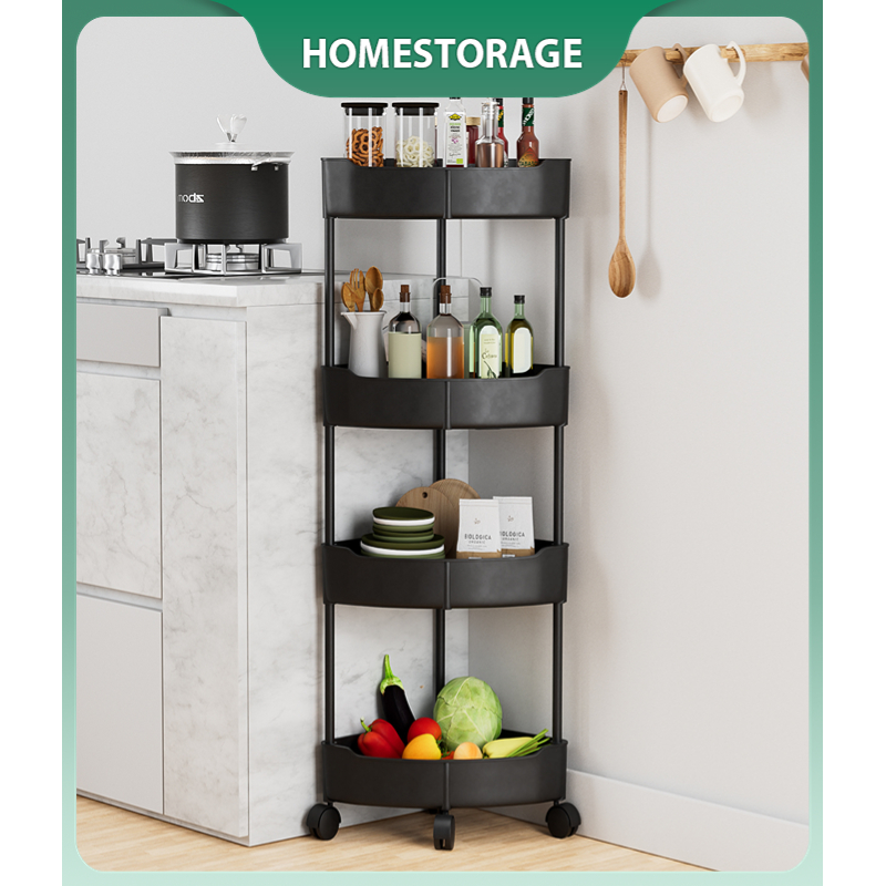 Homestorage Triangle Plastic Kitchen Shelf Multipurpose Trolley Rack ...