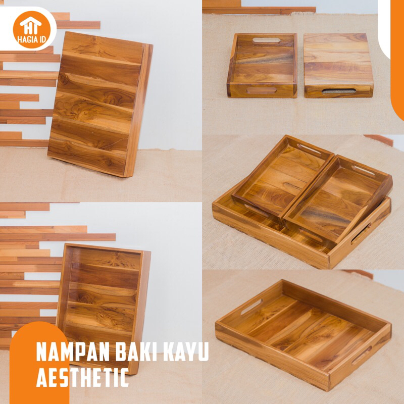 KAYU Genuine Teak Wood Tray A Set of 3 Pcs / Serving Tray / Large Tray ...
