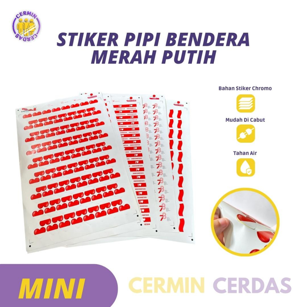 MERAH PUTIH Red And White Flag Cheek Sticker Indonesian Birthday RI ...