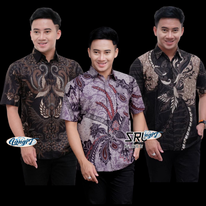 KEMEJA KATUN 022 Batik Azmil HRB026 Kenongo Hem Men's Batik Shirt Short ...