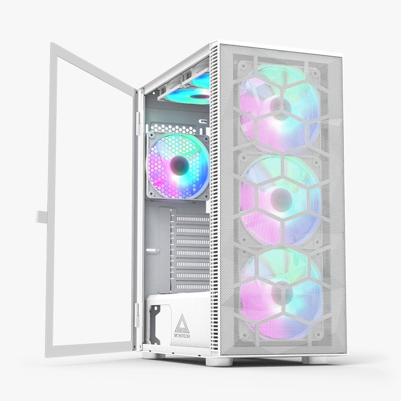Casing MONTECH X3 MESH WHITE ATX RGB GAMING CASE | Shopee Singapore