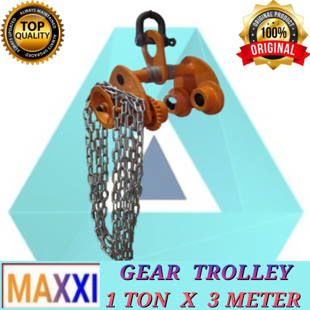 Gear trolley trolley chain pulley H beam lifting chain block 1 ton X 3m ...