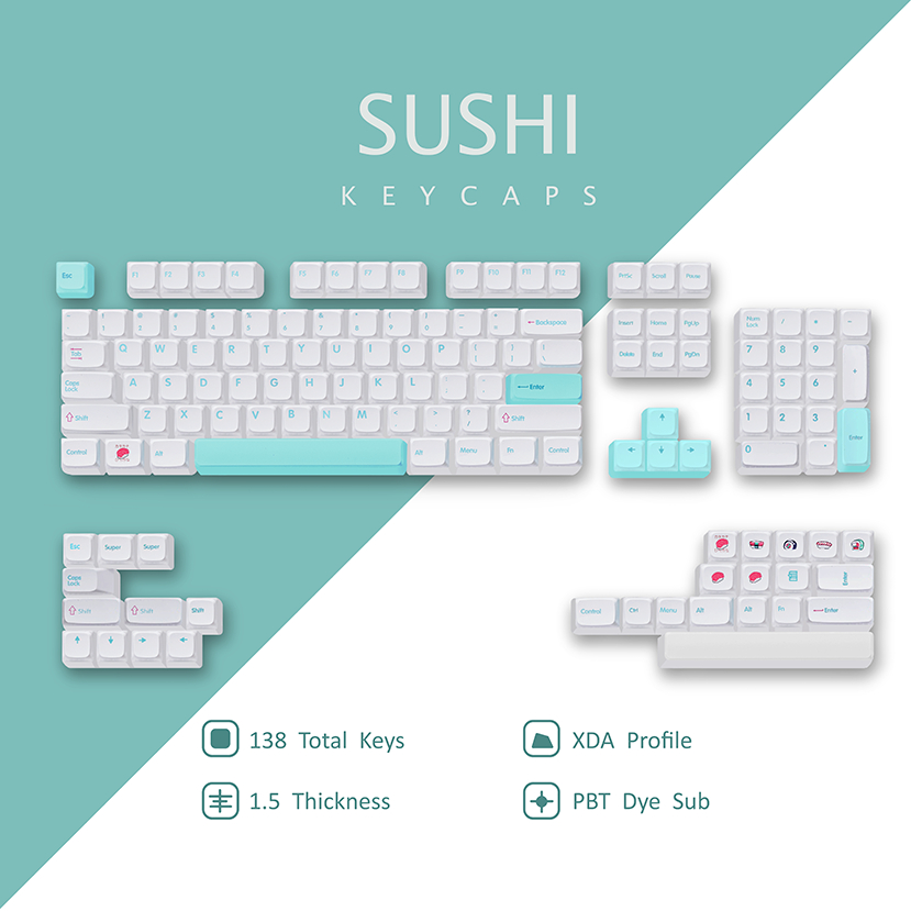 Keycaps XDA Profile Keycap PBT Material For Mechanical Keyboard Dye Sub ...