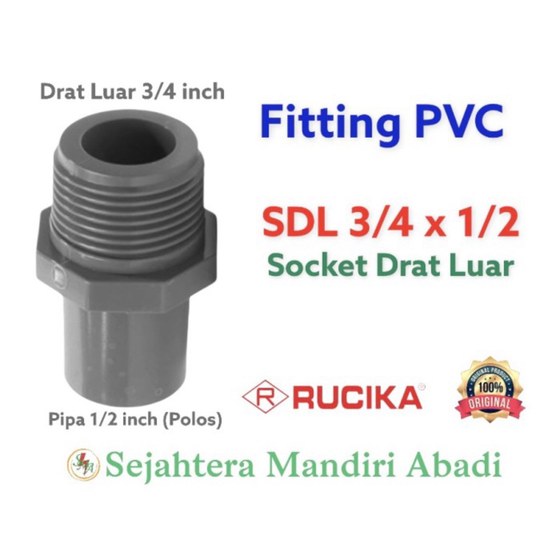 Pvc Fittings SDL 3/4x1/2 Rucika Socket Drat Outer 3/4inchx1/2 inch ...