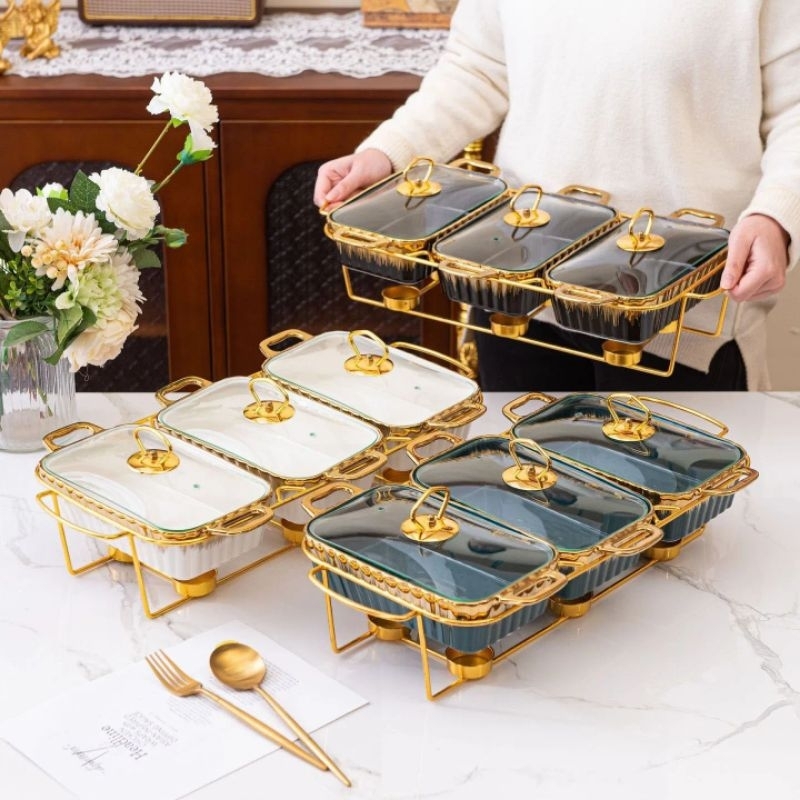 Carysa Marble Buffet Handheld Set 3 in 1 / Casserole Handheld Buffet ...