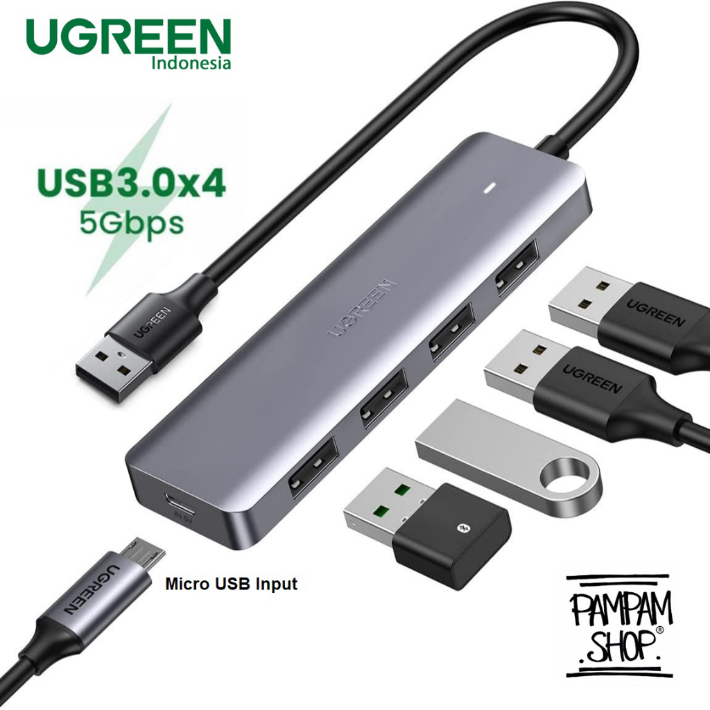 Ugreen ORIGINAL USB Hub 4 Port USB 3.0 Female Adapter Converter Metal ...