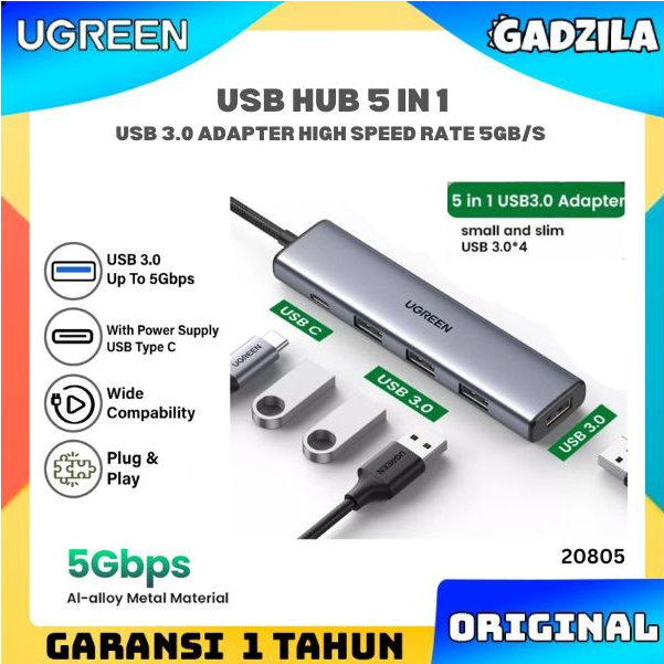 Ugreen USB Hub Head Adapter Adapter 5in1 USB 3.0 Type C Laptop Macbook ... Ugreen USB Hub Head Adapter Adapter 5in1 USB 3.0 Type C Laptop Macbook ...