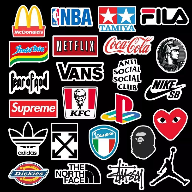 30 pcs famous brand logo stickers brand logo stickers | Shopee Singapore