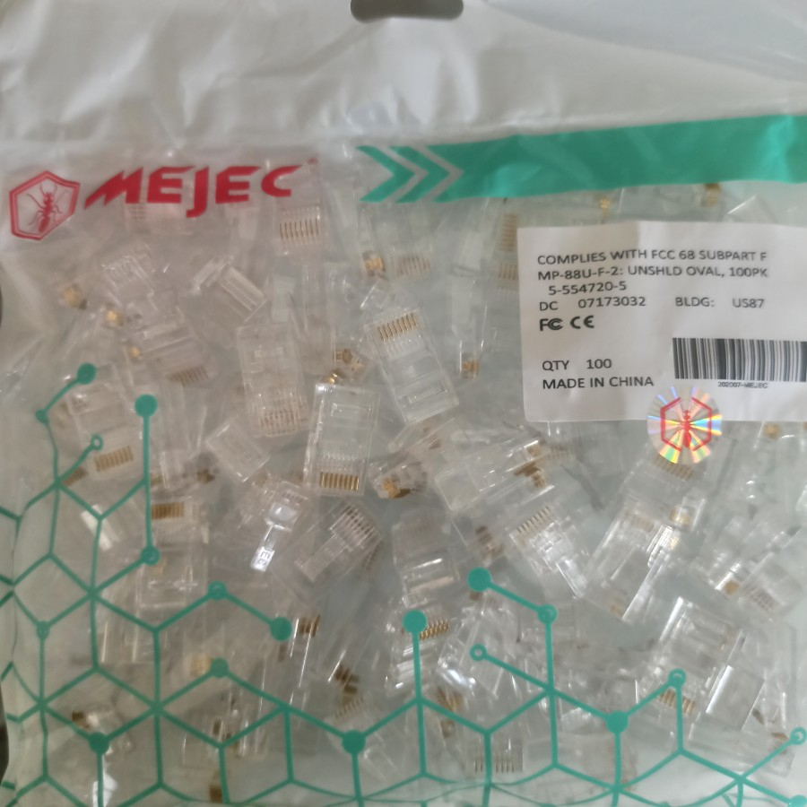 Rj45 Mejec connector contains 100 pcs | Shopee Singapore