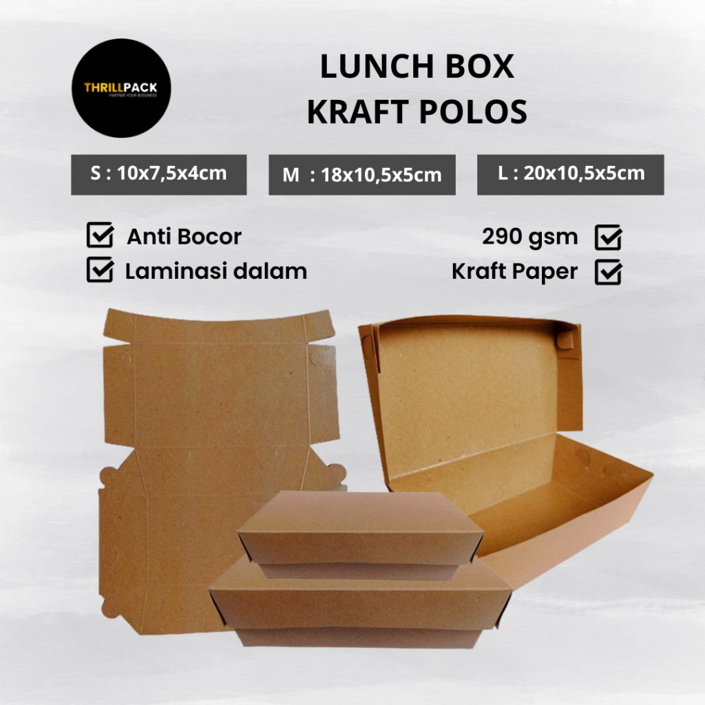 Paper Lunch Box Kraft L Plain 290 GSM Folds / Sheets - Paper Box ...