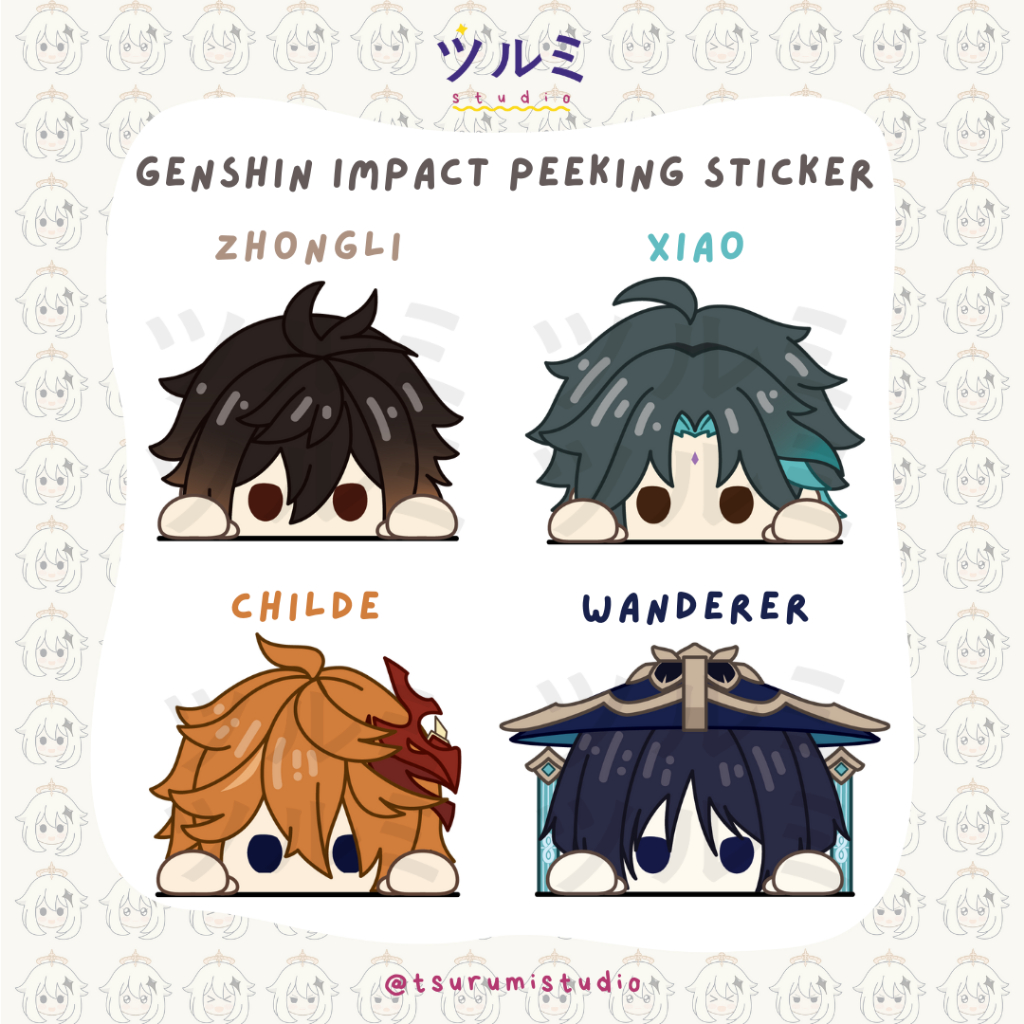 Genshin Impact Peeking Sticker/Peeker Sticker/Peeping Sticker (Complete ...