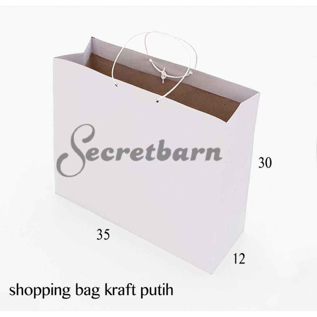 WHITE paper bag, plain paper bag, size 35x30, matte kraft paper bag ...