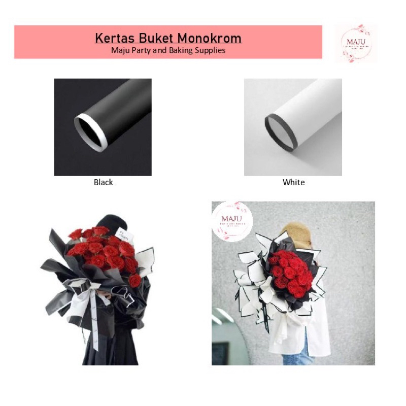 HITAM PUTIH Per PAX (20 sheets) Black and white Monochrome Bouquet ...