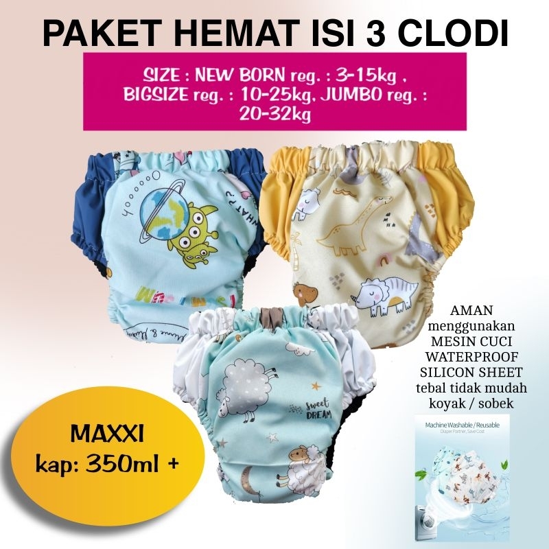 Saving PACKAGE CLODIES CONTAINS 3 PCS BODY PANT CLODI AIO DIAPERS BABY ...