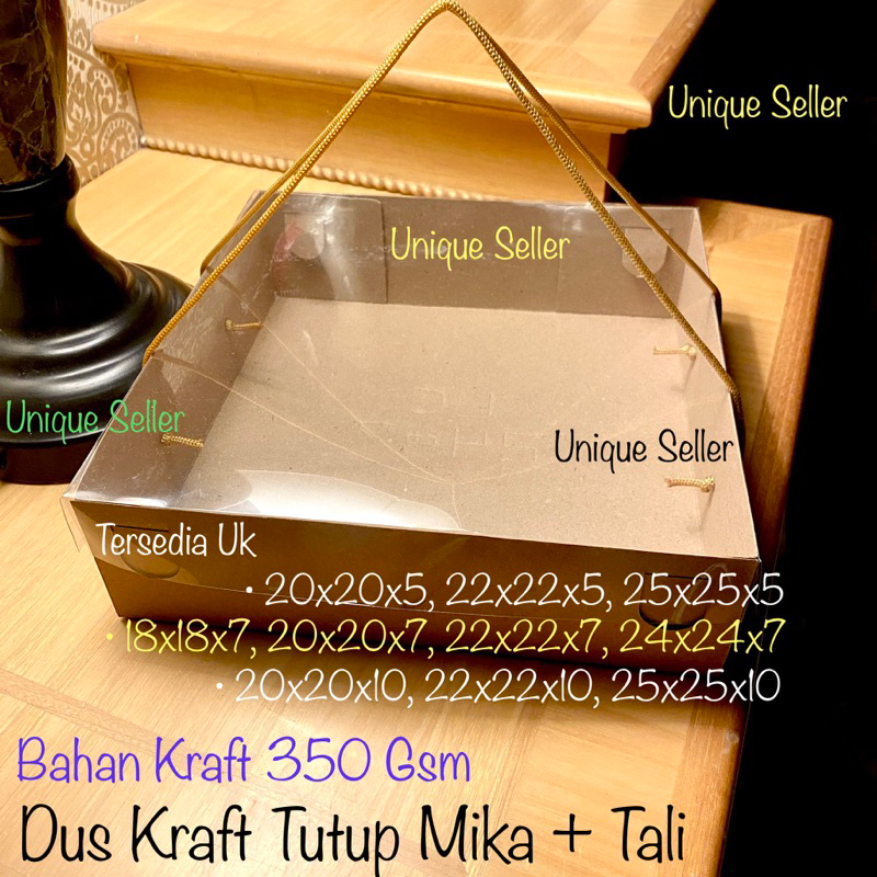 [Isi10] KRAFT Box with Mica Lid Size 18x18 20x20 22x22 24x24 25x25 ...