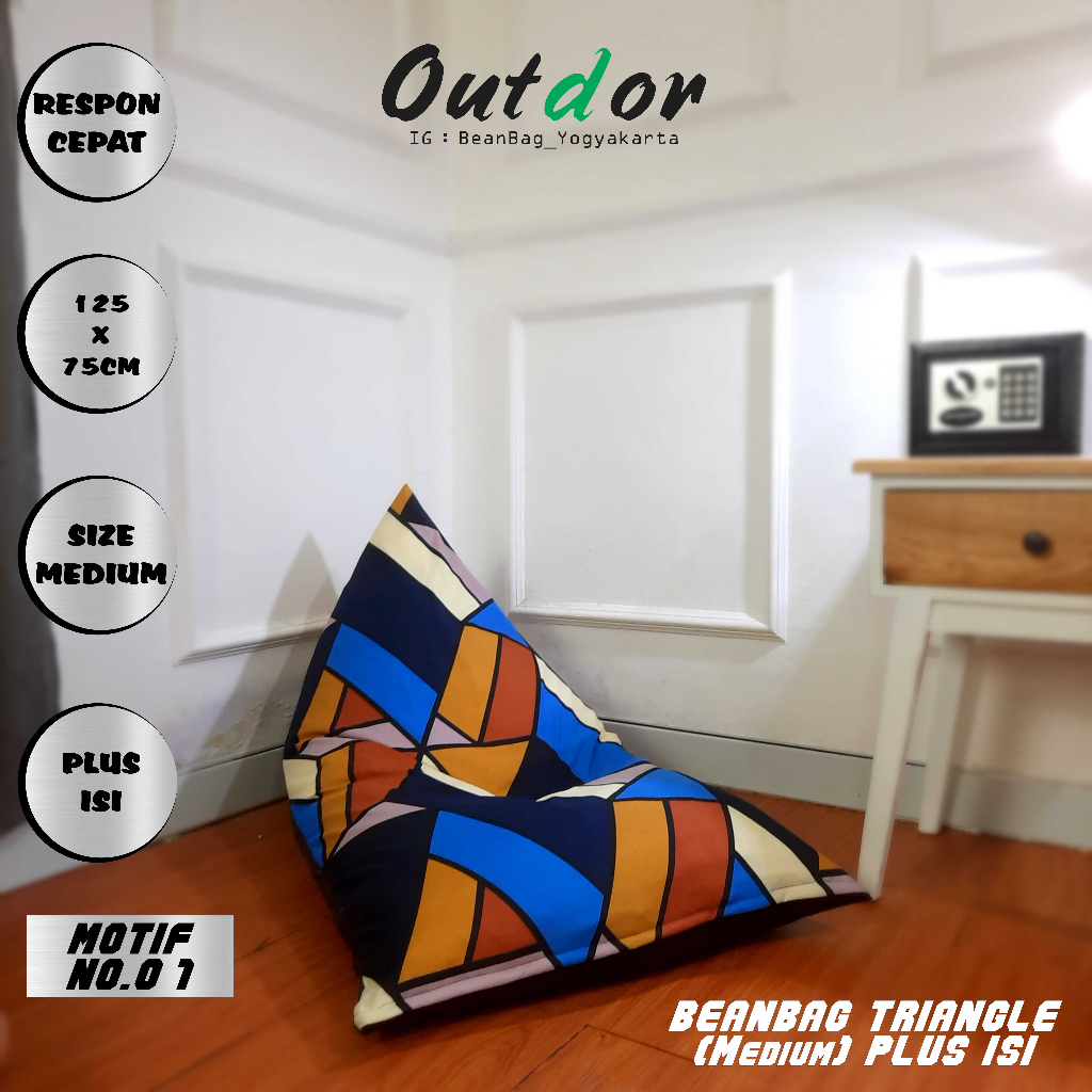 Bean Bag Triangle (Waterproof Bottom Base) Plus Contents Size 125 X ...