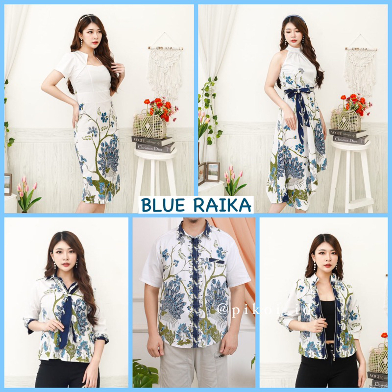 Couple batik Office Uniform Men Women/modern batik Uniform BLUE RAIKA ...